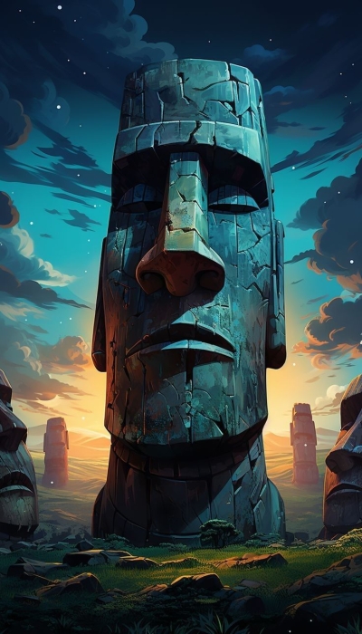 Mystical Sunset with Easter Island Moai Statues | JigPlay.com